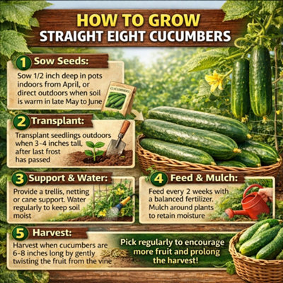 Straight Eight Cucumber Seeds for Kitchen Garden Growing