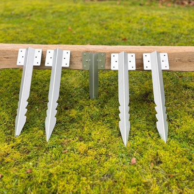 Straight Galvanised Steel Railway Sleeper Brackets (Pack of 10)