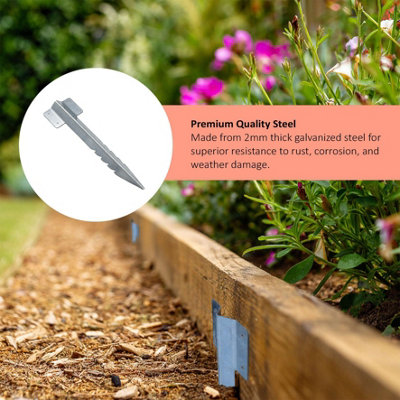 Straight Galvanised Steel Railway Sleeper Brackets - Pack of 4