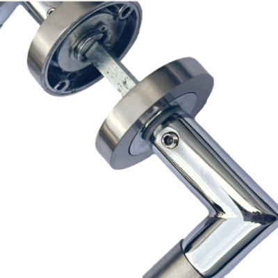 Straight Lever Rose Door Handles, Mitred Bathroom Thumbturn Lock Set ...