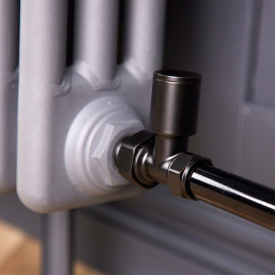 Straight Round Manual Radiator Valve Pack 15mm x 1/2 inch Satin Black ...