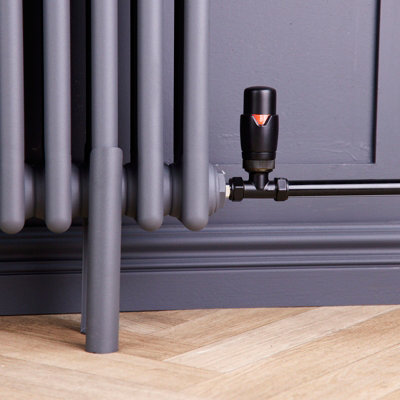 Straight Round Thermostatic TRV & Lockshield 15mm x 1/2 inch Satin ...