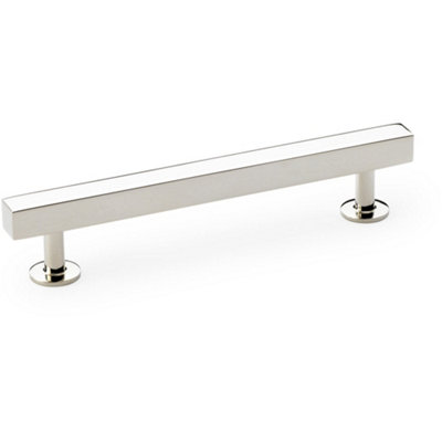 Straight Square Bar Pull Handle Polished Nickel 128mm Centres SOLID ...