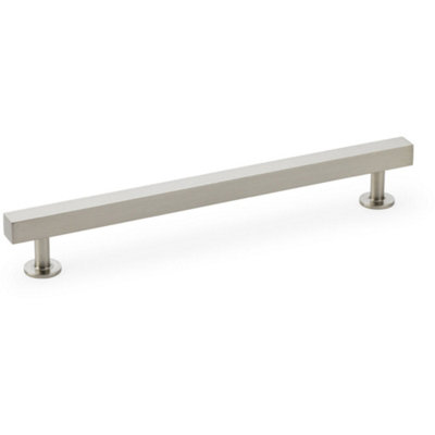 Straight Square Bar Pull Handle - Satin Nickel 192mm Centres SOLID ...