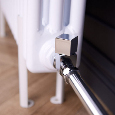 Straight Square Manual Radiator Valve Pack 15mm x 1/2 inch Chrome Finish