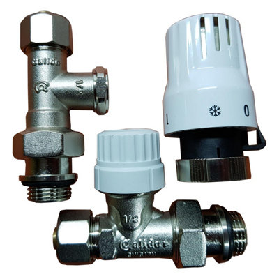 Straight Thermostatic Standard Radiator Brass Valve Set 1/2 Inch x PEX ...