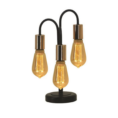 Straits Black Triple Bulb Metal Table Lamp