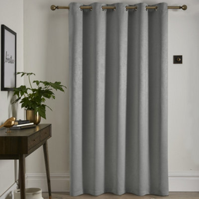 Strata Dim out woven Silver Eyelet Single Panel Door Curtain