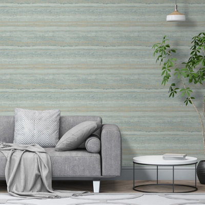 Strata Marble Wallpaper Sage Green / Gold World of Wallpaper 3102