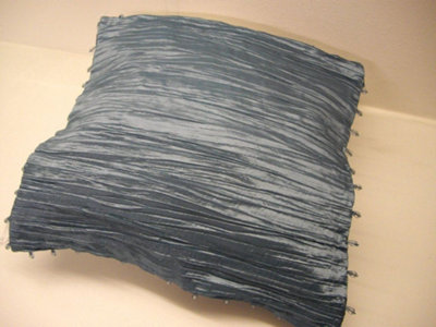 Strata Pleated Beaded Scatter Reversible Cushion Cover Blue