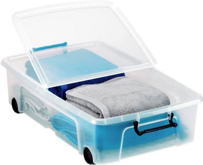 Strata Smart 30L Plastic Storage Boxes with Lids - Clear