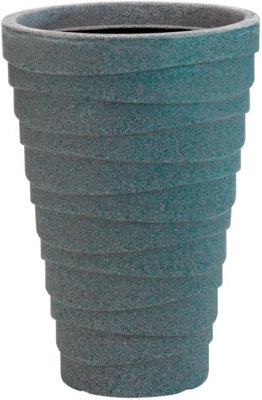 Strata Trojan Round 38cm Plastic Patio Planter Granite | DIY at B&Q