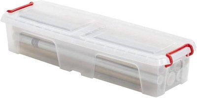 Strata Wrapping Paper Storage Box - Clear/Red Handles, Clip-On Lid ...