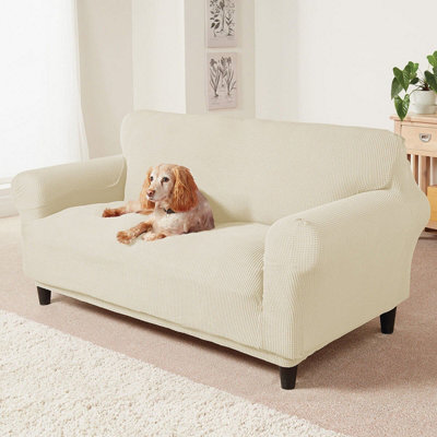 Stretch Armchair Sofa Cover, Cream, Fits 80 to 115cm, Max Stretch 120cm ...