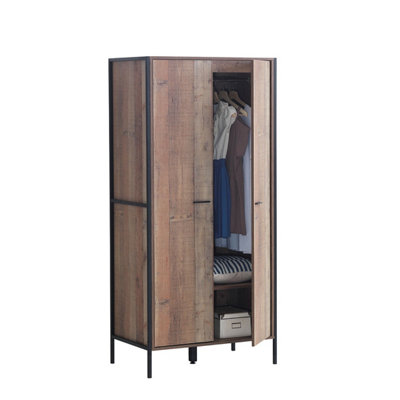 Stretton Urban 2 Door Double Wardrobe Bedroom Furniture Rustic ...