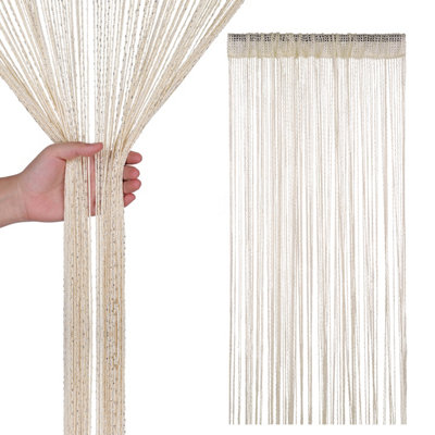 String Curtain Panel Spaghetti Tassel Curtain, 200cm x 90cm - Beige