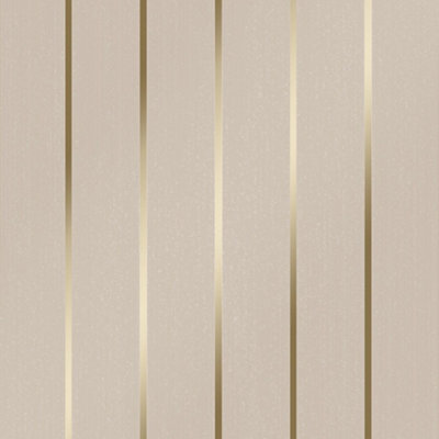 Stripe Panel wallpaper in cream & gold | DIY at B&Q