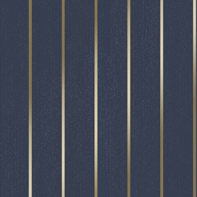 Stripe Panel Wallpaper In Navy And Gold | DIY at B&Q