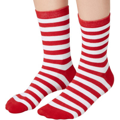 Striped Christmas socks white-red 47-50 - 303514
