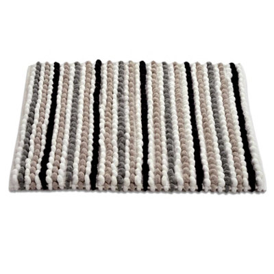 Striped Chunky Bobble Bath Mat - Monochrome