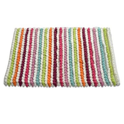 Striped Chunky Bobble Bath Mat - Multi Bright