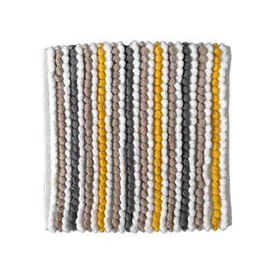 Striped Chunky Bobble Shower Mat - Mustard