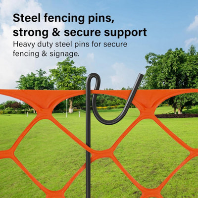 Strong Fencing Pins 10 Pack 1.15m x 8mm Steel Road Barrier Fence Stakes ...