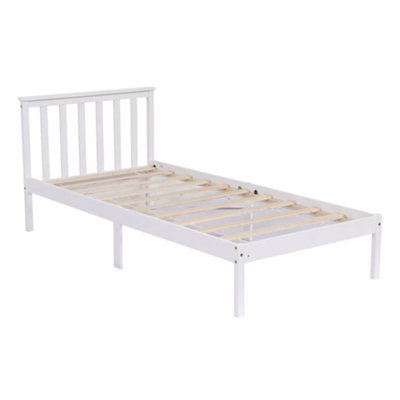Strong Wood Single Bed Frame White Easy Build