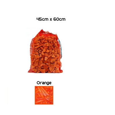 Strong Woven Net Sacks, 45cm x 60cm, Orange, Pack of 100, Mesh Log and ...