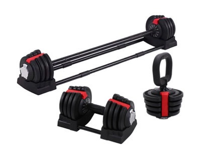 Strongology ELEMENT SET Home Fitness Black Red Adjustable Smart Barbell/Dumbbell/Kettlebell from ...