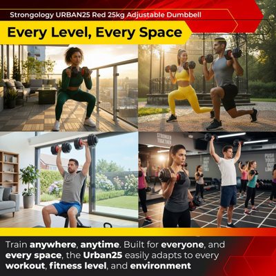 Strongology Urban25 Single Black Red Home Gym Fitness Adjustable Smart ...