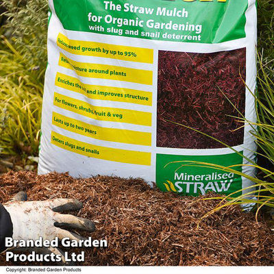 Strulch Mineralised Straw Garden Mulch - 100 Litre Bag x 10 - Natural ...