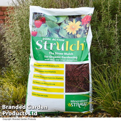 Strulch Mineralised Straw Garden Mulch - 100 Litre Bag x 2 - Natural ...