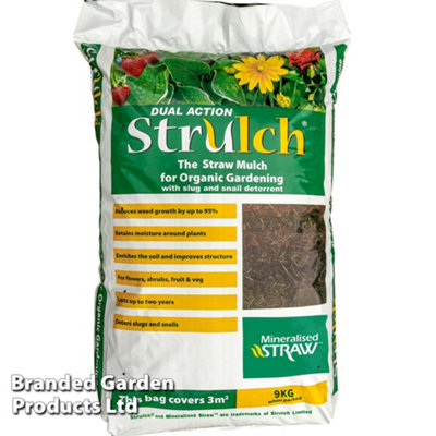 Strulch Mineralised Straw Garden Mulch - 100 Litre Bag x 20 - Natural ...