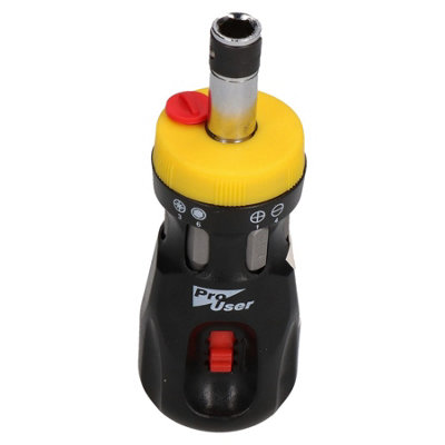 STUBBY RATCHET SCREWDRIVER 12 BITS IN 1 PHILLIPS FLAT POZI HEX REVERSIBLE