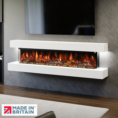 Studio 6 Built in Britain Wall Mounted Electric Fireplace, LED Flame ...