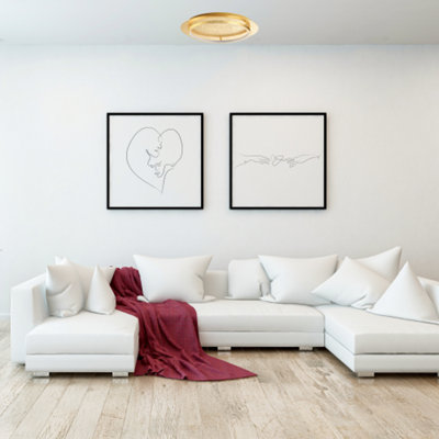 Stunning Flush Mount LED Ceiling Light Fitting with Brushed Gold Foil ...