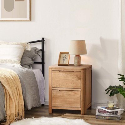 Stunning Oak Effect 2 Drawer Bedside Table With Cut Out Handles | DIY ...