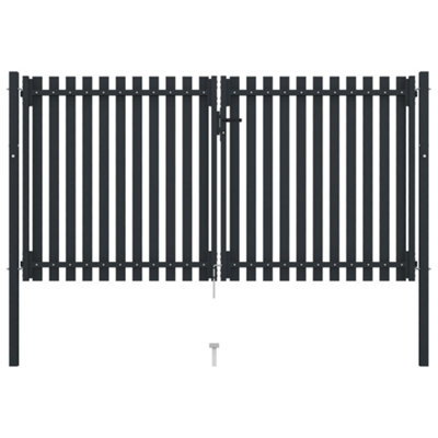 Sturdy Double Door Fence Gate Steel 306x220 cm Anthracite