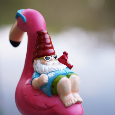 STYLE 2 FLAMINGO & GNOME RESIN SCULPTURE