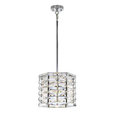 Stylish 1 Bulb Ceiling Pendant Light Fitting in Highly Polished Nickel ...