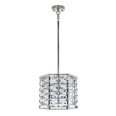 Stylish 1 Bulb Ceiling Pendant Light Fitting in Highly Polished Nickel ...