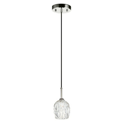 Stylish 1 Bulb Ceiling Pendant Light in Polished Nickel Finish with LED ...