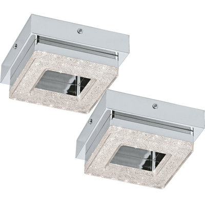 Stylish 2-Pack Chrome LED Ceiling Light with Crystal Shade