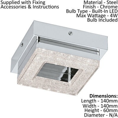 Stylish 2-Pack Chrome LED Ceiling Light with Crystal Shade