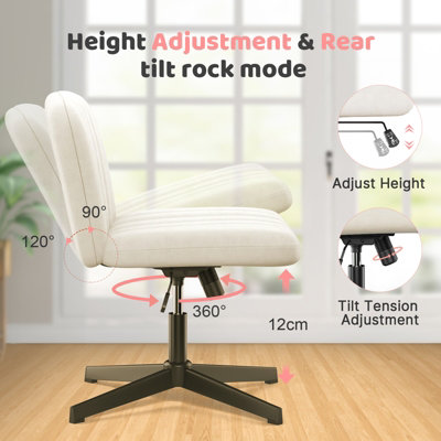 Stylish Armless Office Chair with Height Adjustable Wide Seat Perfect for Home Office and Bedroom Beige