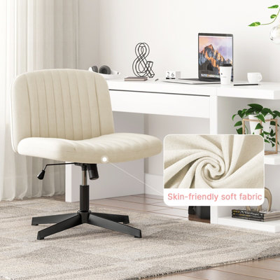 Stylish Armless Office Chair with Height Adjustable Wide Seat Perfect for Home Office and Bedroom Beige