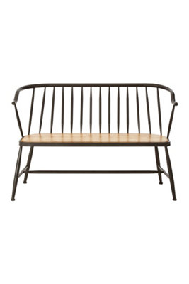 Stylish Ash Wood And Metal Bench Chair, Industrial Dining Bench Chair ...
