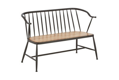 Stylish Ash Wood And Metal Bench Chair, Industrial Dining Bench Chair ...