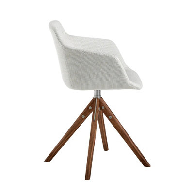 Stylish Beige Fabric Swivel Chair for Modern Dining Rooms